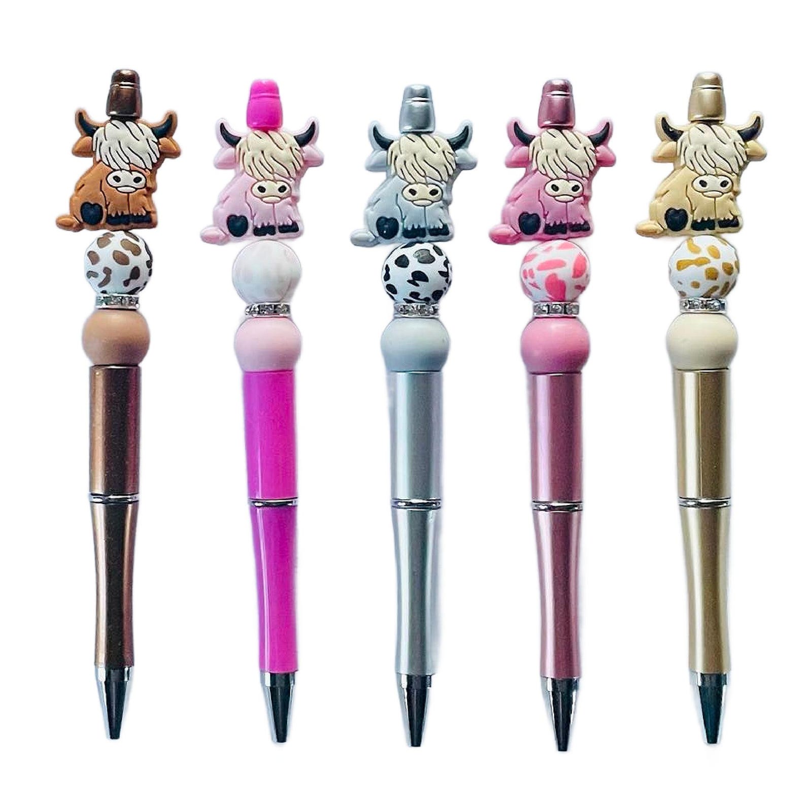 Highland Cow Beaded Pen, Ballpoint Pen With Refill, Cow Gift, Farm ...