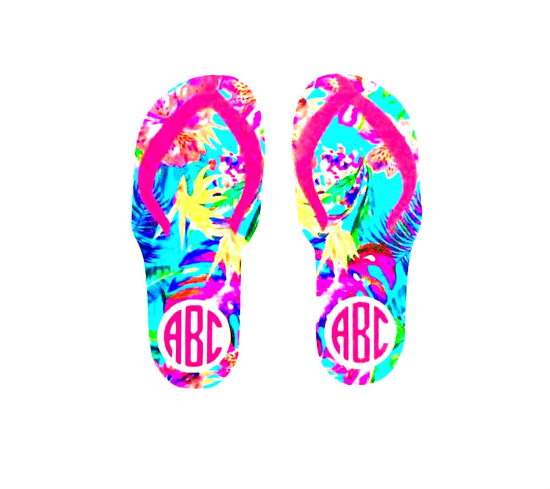 Flip Flop Monogram Decal - Pattern Vinyl Flip Flop Decal - Monogram ...