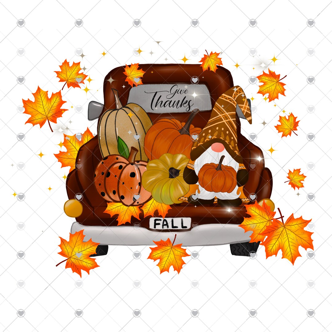 Fall Pumpkin Gnome Truck Sublimation Transfer, Ready to Press, Pumpkins ...