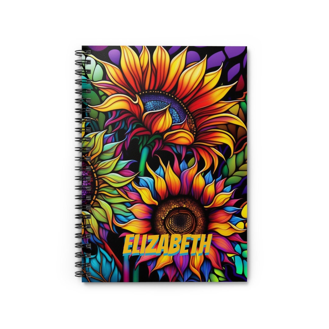 Personalized Sunflower Spiral Notebook - Sunflowers Journal - Colorful ...