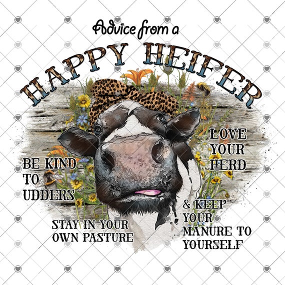 Happy Heifer Sublimation Transfer Printed Ready to Use Cow - Etsy
