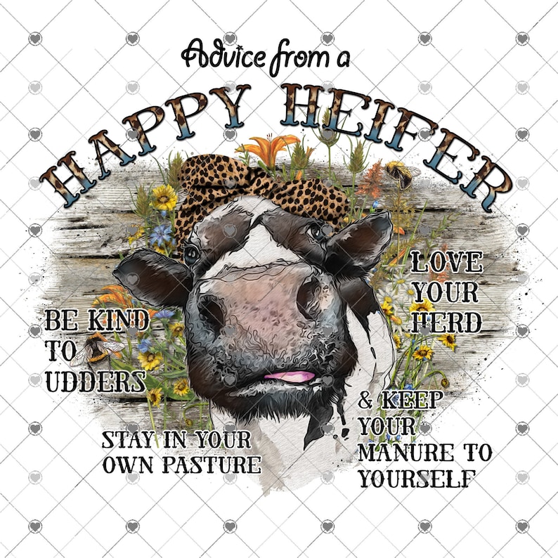 Happy Heifer Sublimation Transfer Printed Ready to Use Cow - Etsy