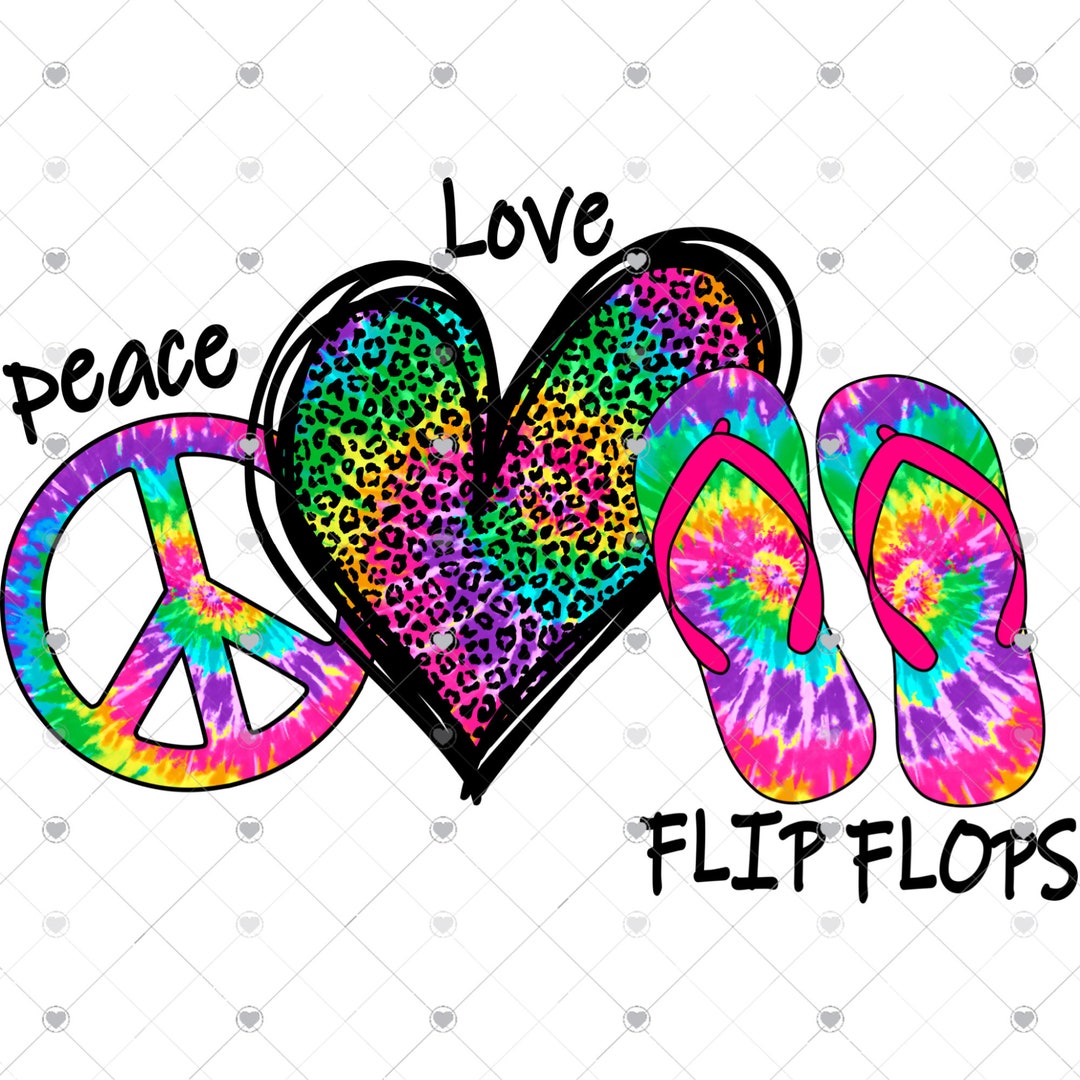 Peace Love Flip Flops Tie Dye Cheetah Sublimation Transfer, Ready to ...
