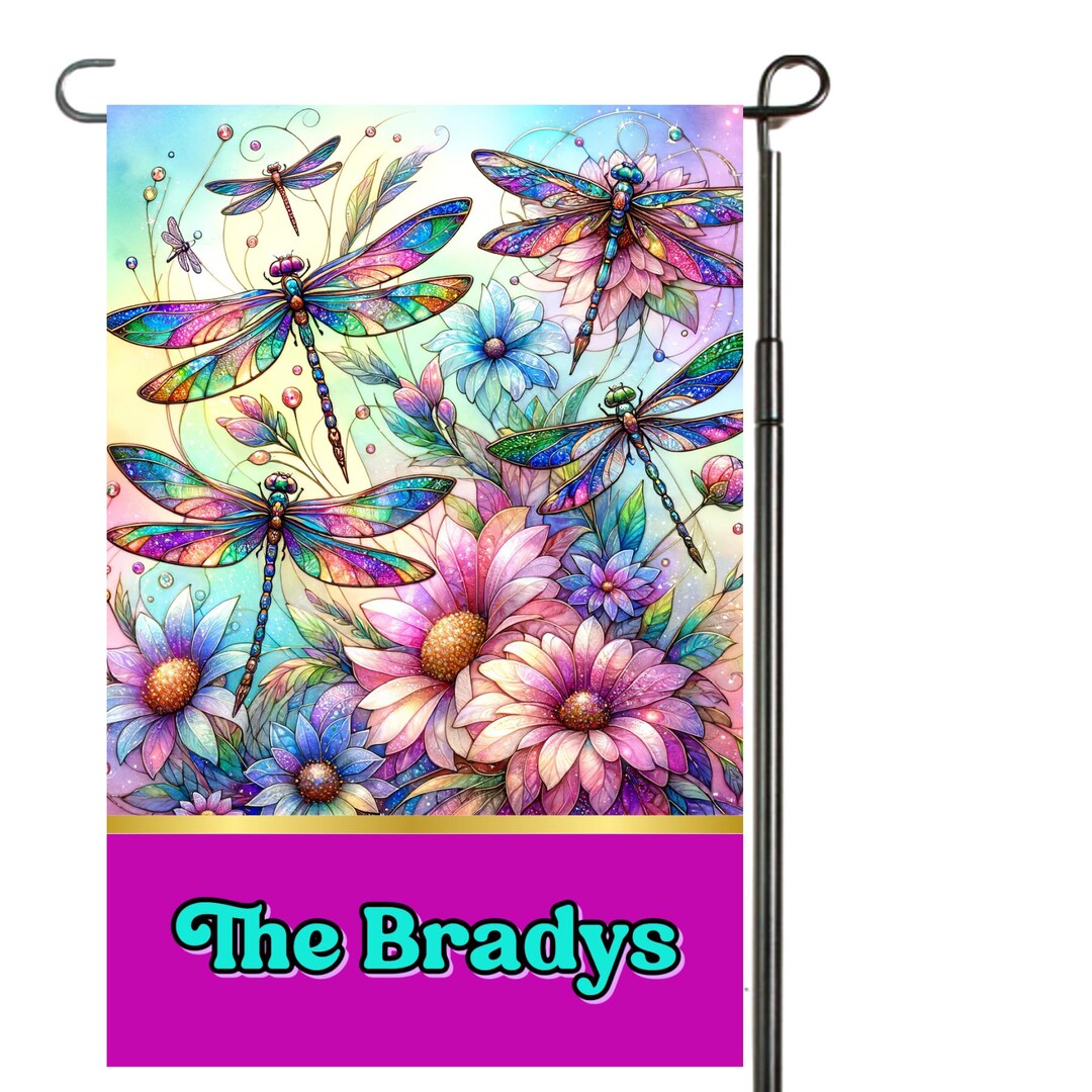 Dragonfly Garden Flag, Personalized, Name Garden Flag, Dragonflies ...