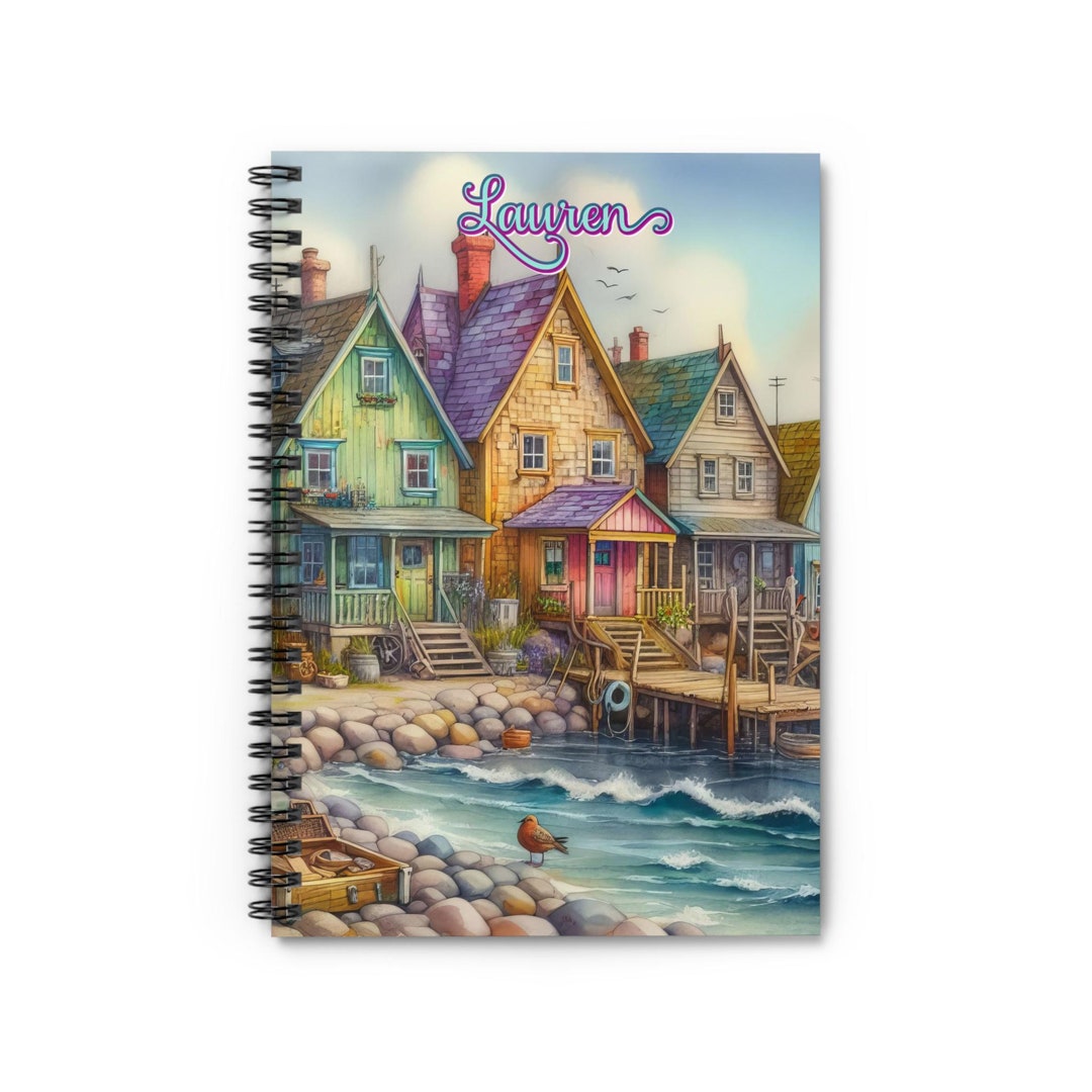 Seaside Cottages Spiral Notebook Personalized - Beach Journal - Gift ...