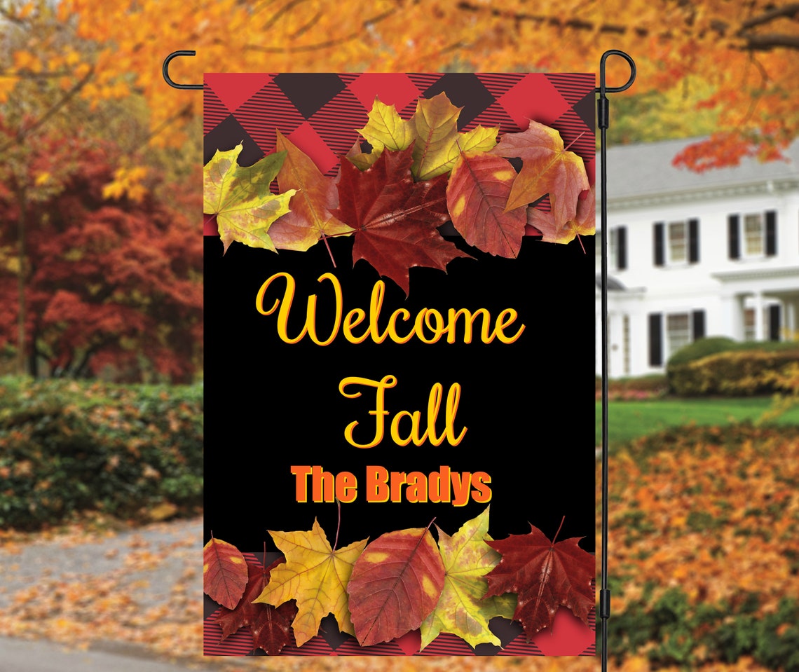 Autumn Leaves Garden Flag Personalized Colorful Leaves Fall - Etsy