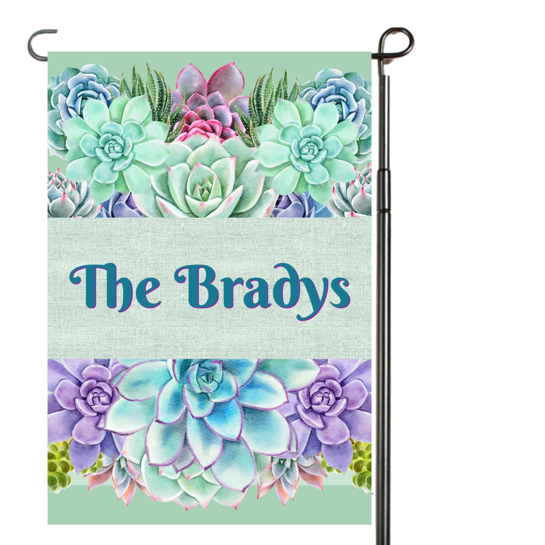 Succulent Garden Flag, Personalized, Cactus Garden Flag, Name Garden ...
