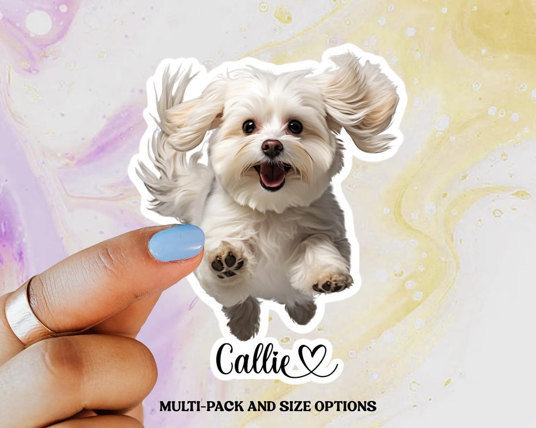 Maltese Personalized Dog Sticker, Multi-packs and Size Options, Laptop ...