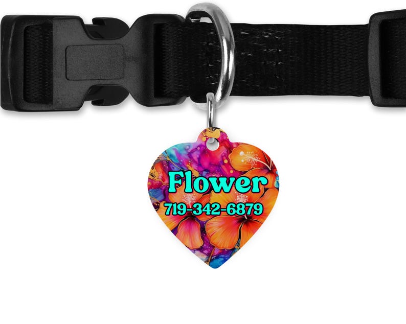 Dog Tag Personalized, Tropical Custom Pet Tag, Dog Name and Phone ...