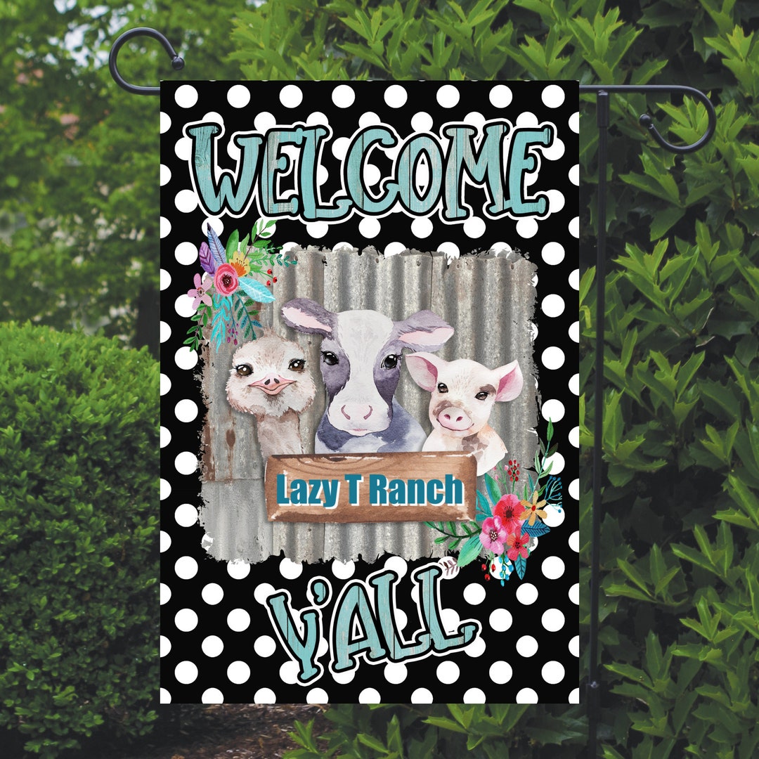 Farm Garden Flag, Personalized, Garden Flag, Name Garden Flag, Pig ...