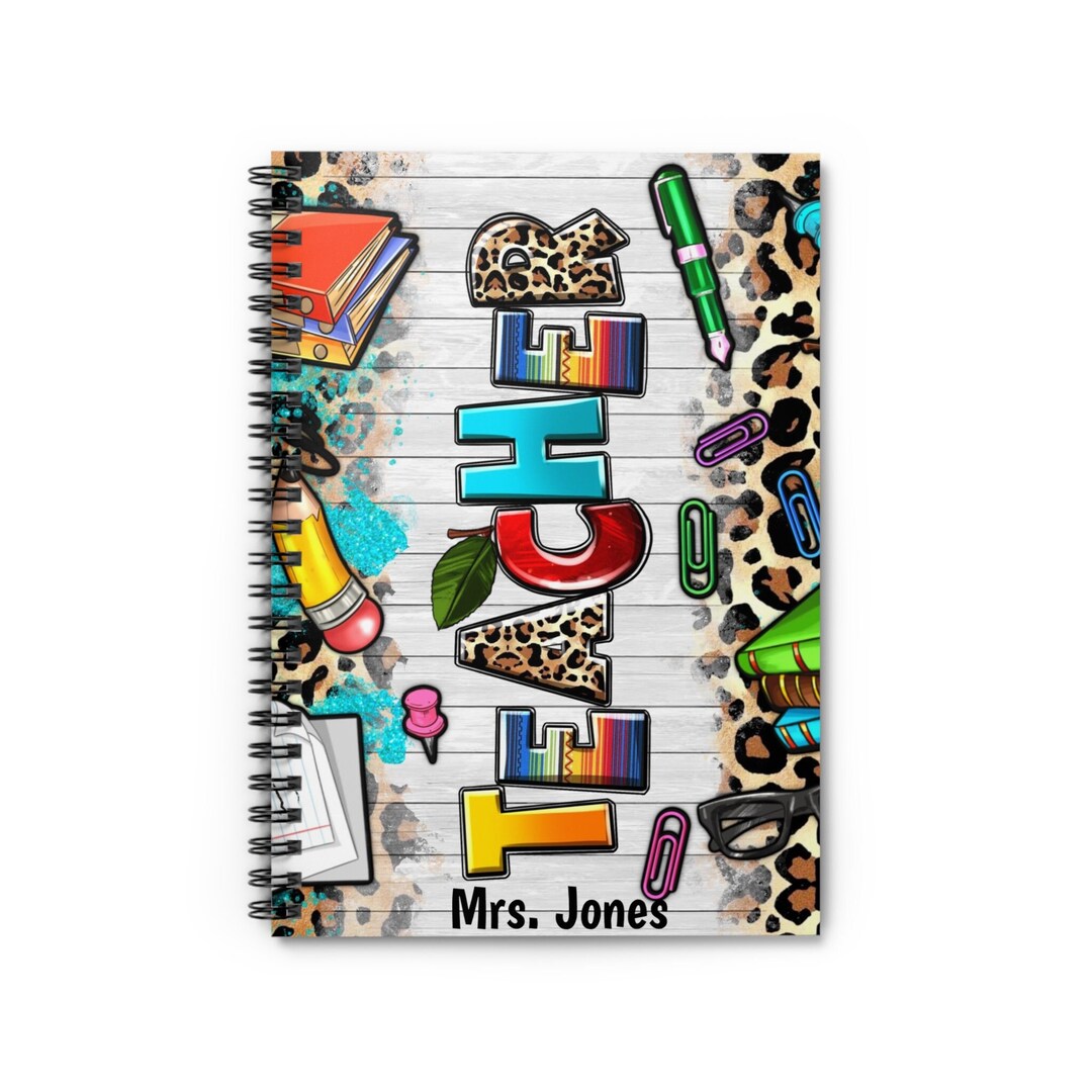 Personalized Teacher Leopard Spiral Notebook Ruled Lines Journal ...