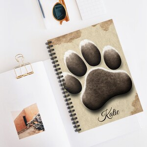 Personalized Dog Paw Print Spiral Notebook - Dog Mom Journal ...