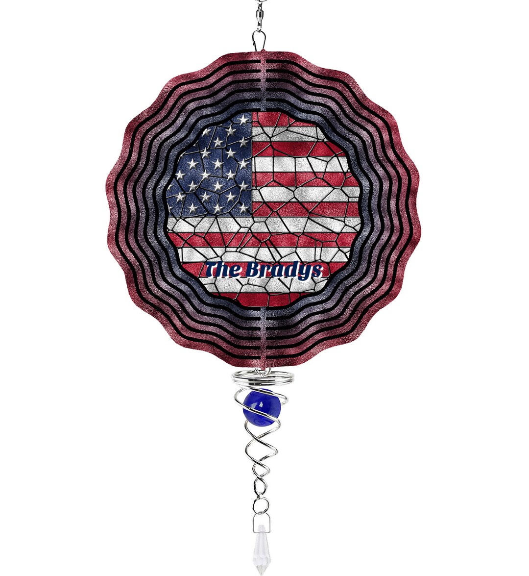 American Flag Metal Wind Spinner Personalized, Yard Decoration ...