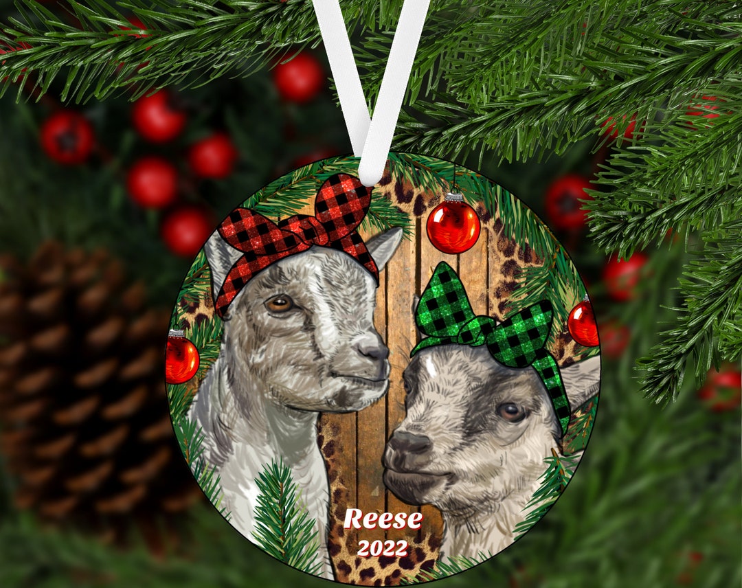 Christmas Baby Goats Personalized Ornament, 2-dimensional Flat, Custom ...