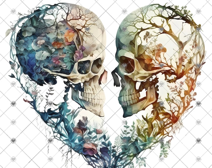 Skeleton Skull Lover Heart Sublimation Transfer, Skulls Transfer ...