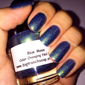 Holographic Duochrome Nail Polish - Color Shifting - "blue Moon" - Hand ...