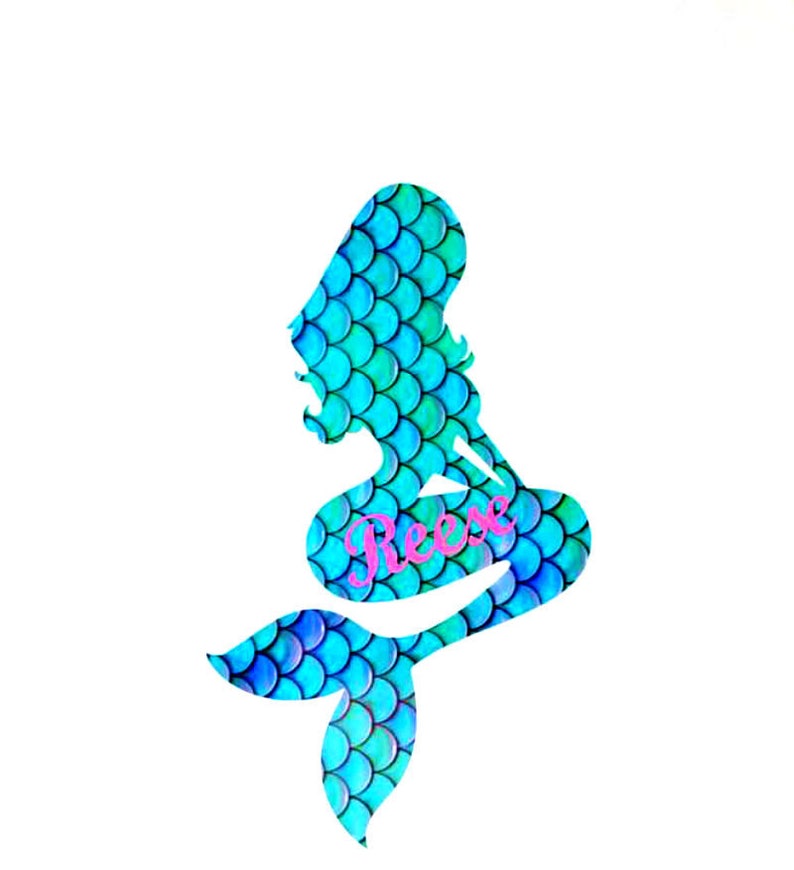 Mermaid Decal Mermaid Sticker Mermaid Name Vinyl Decal | Etsy