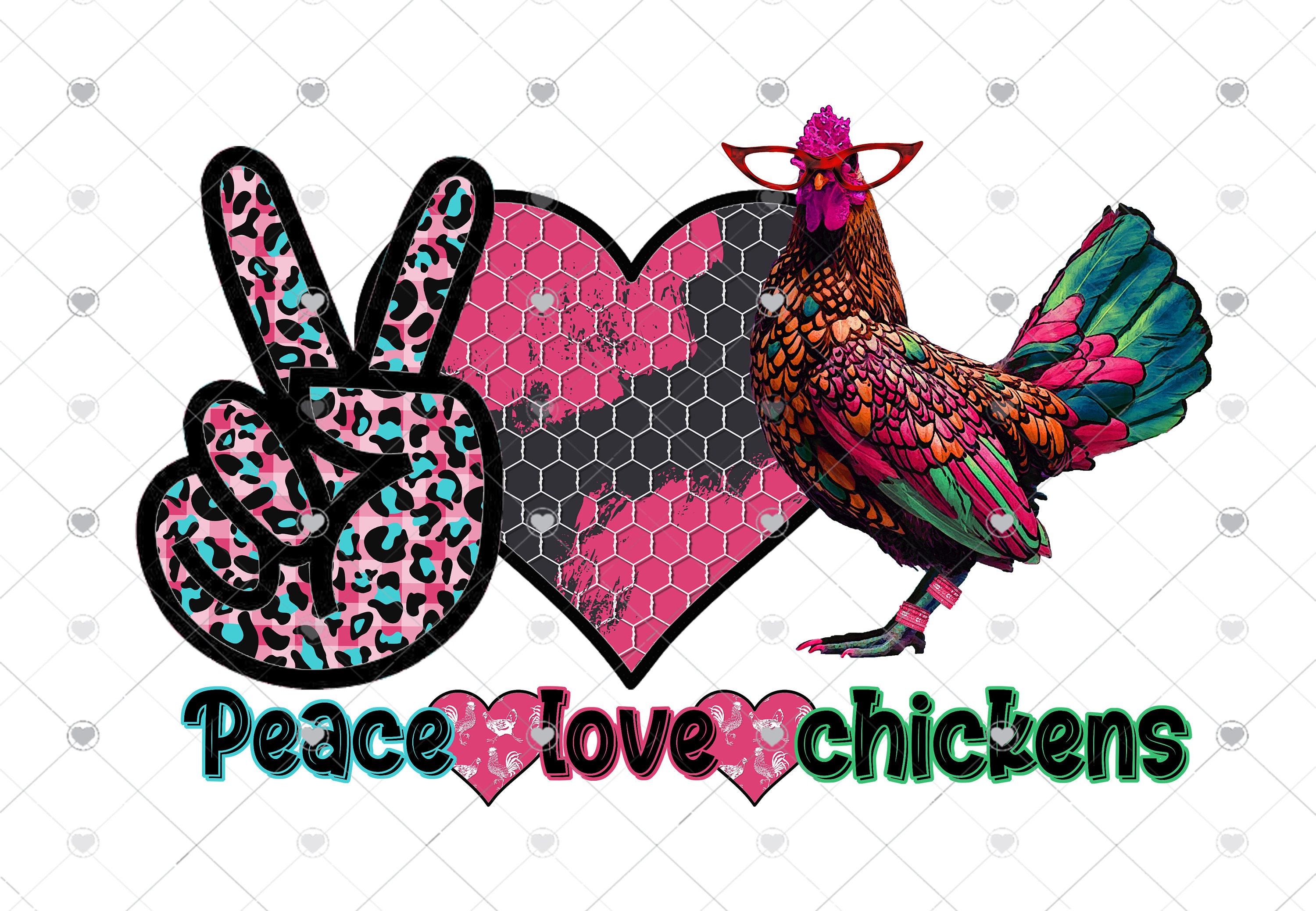 Peace Love Chickens Sublimation Transfer Chickens Chicken | Etsy