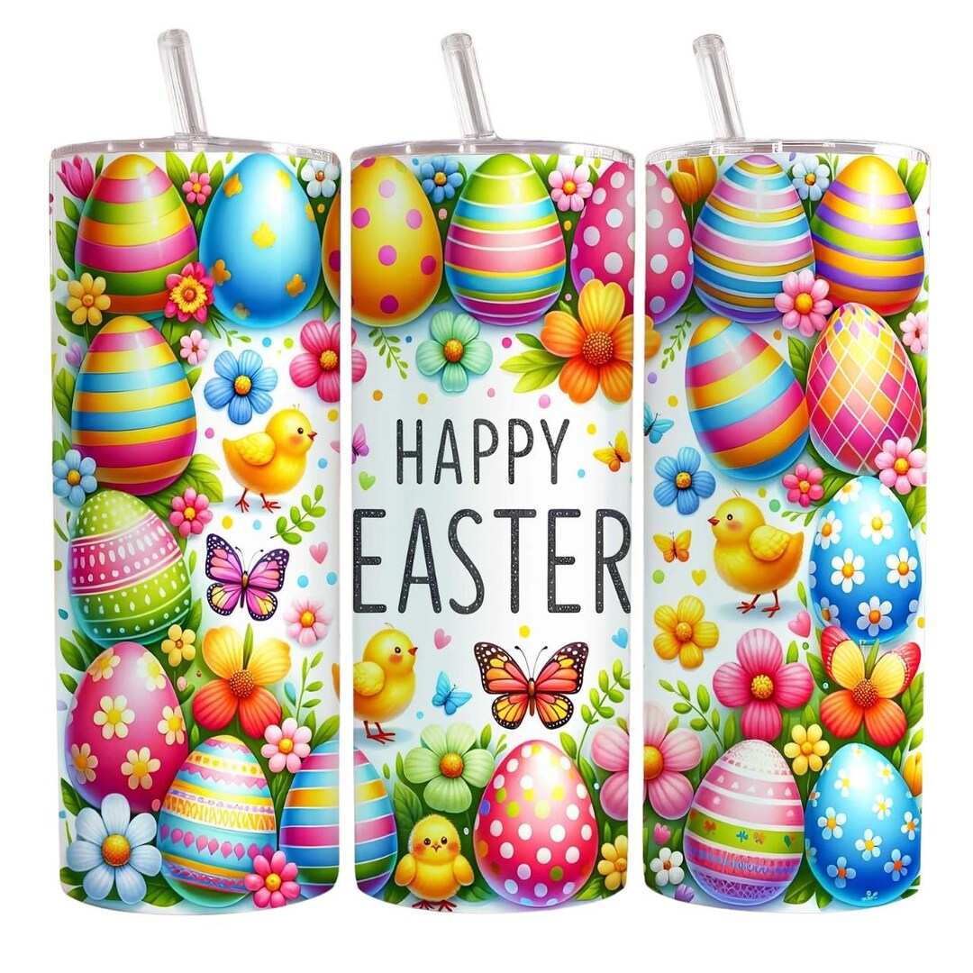 Easter Egg Tumbler Wrap Transfer, Ready to Press, Happy Easter Tumbler ...
