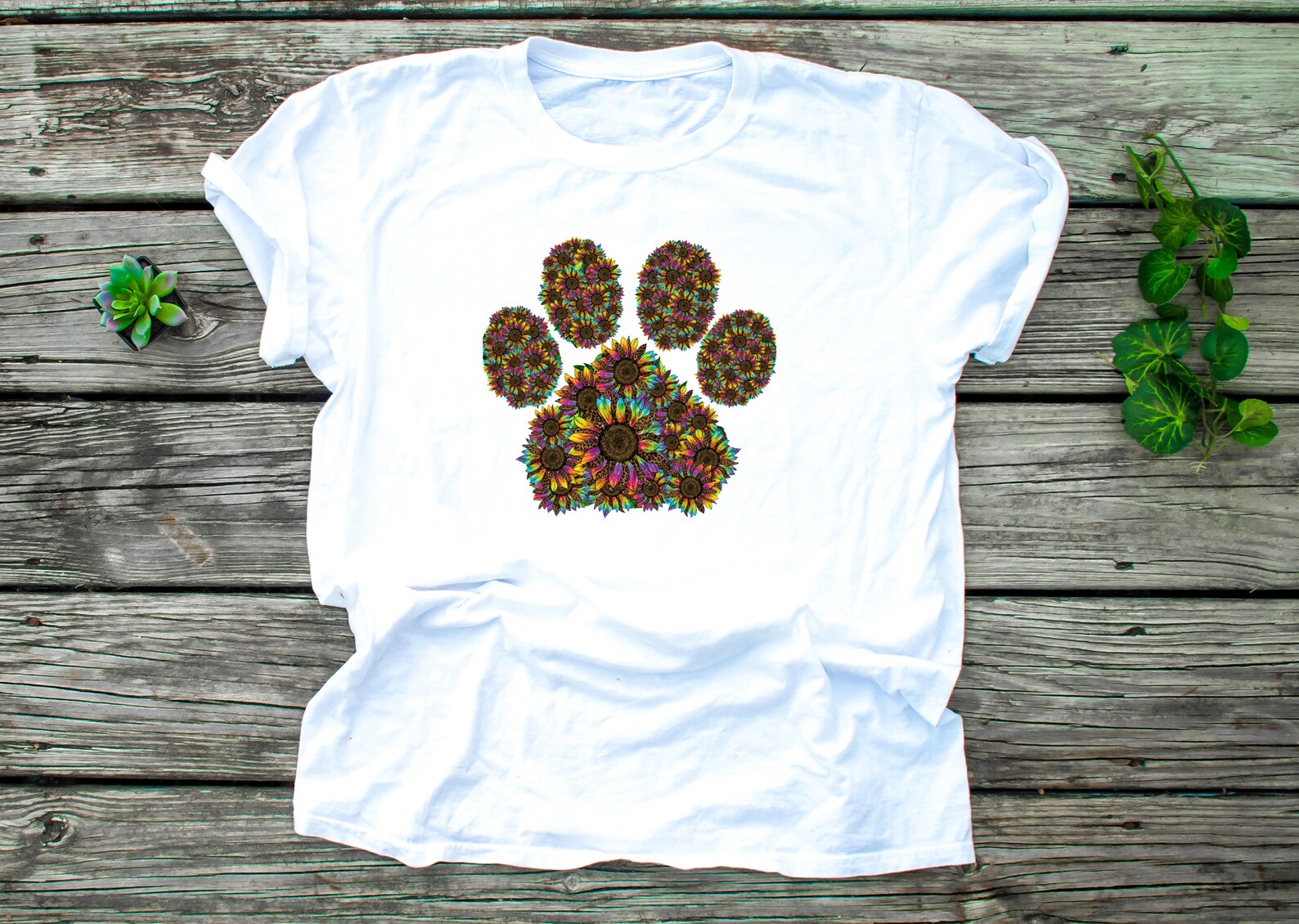 Paw Print Sunflower Digital Design for Sublimation, PNG Instant ...