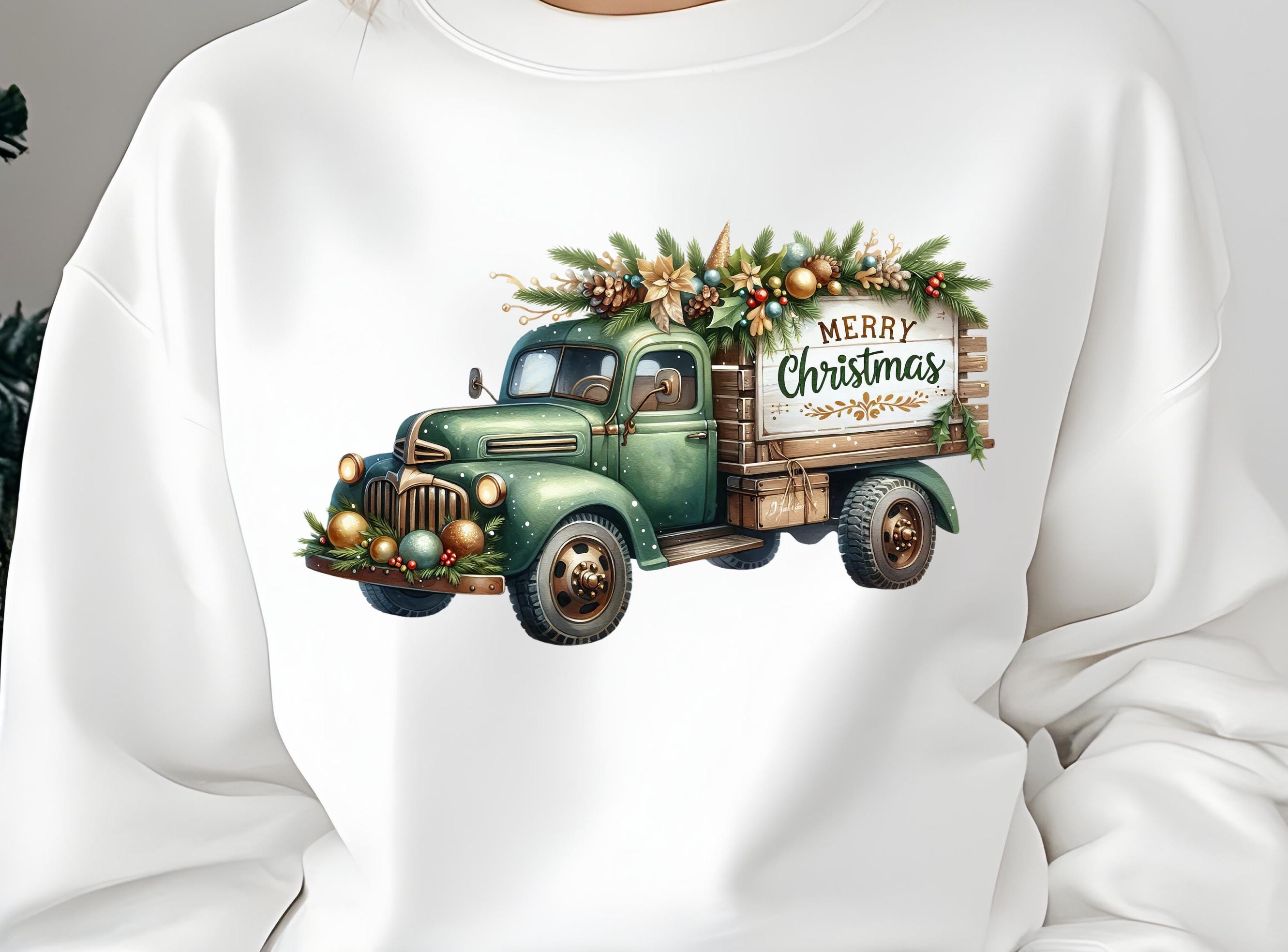 Christmas Truck Sublimation Transfer, Ready to Press, Vintage Truck ...