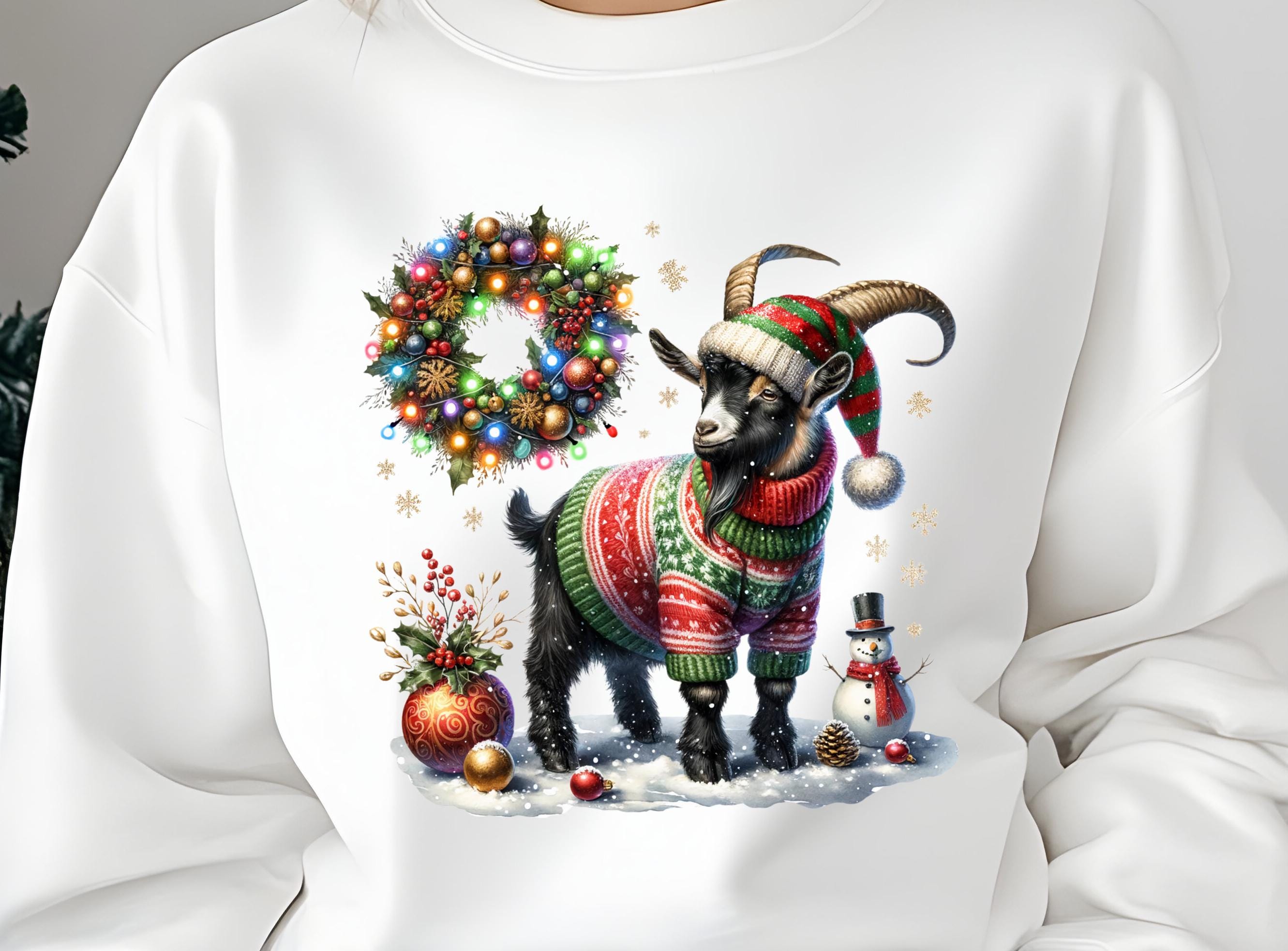 Christmas Goat Sublimation Transfer, Goats, Farm, Doe, Buck, Printed ...