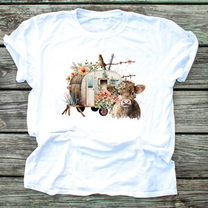 Camper Cow Sublimation Transfer, Camping, Ready to Press Sublimation ...