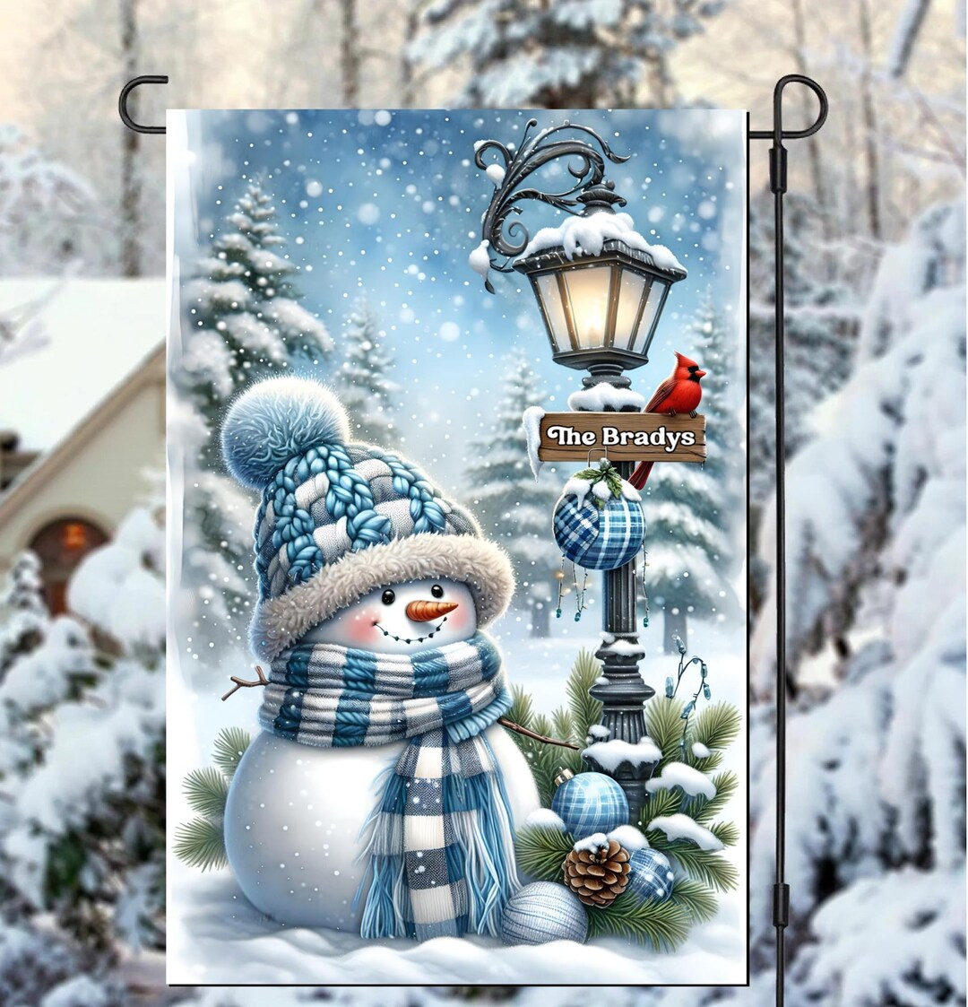 Snowman Cardinal Garden Flag, Personalized Garden Flag, Christmas ...