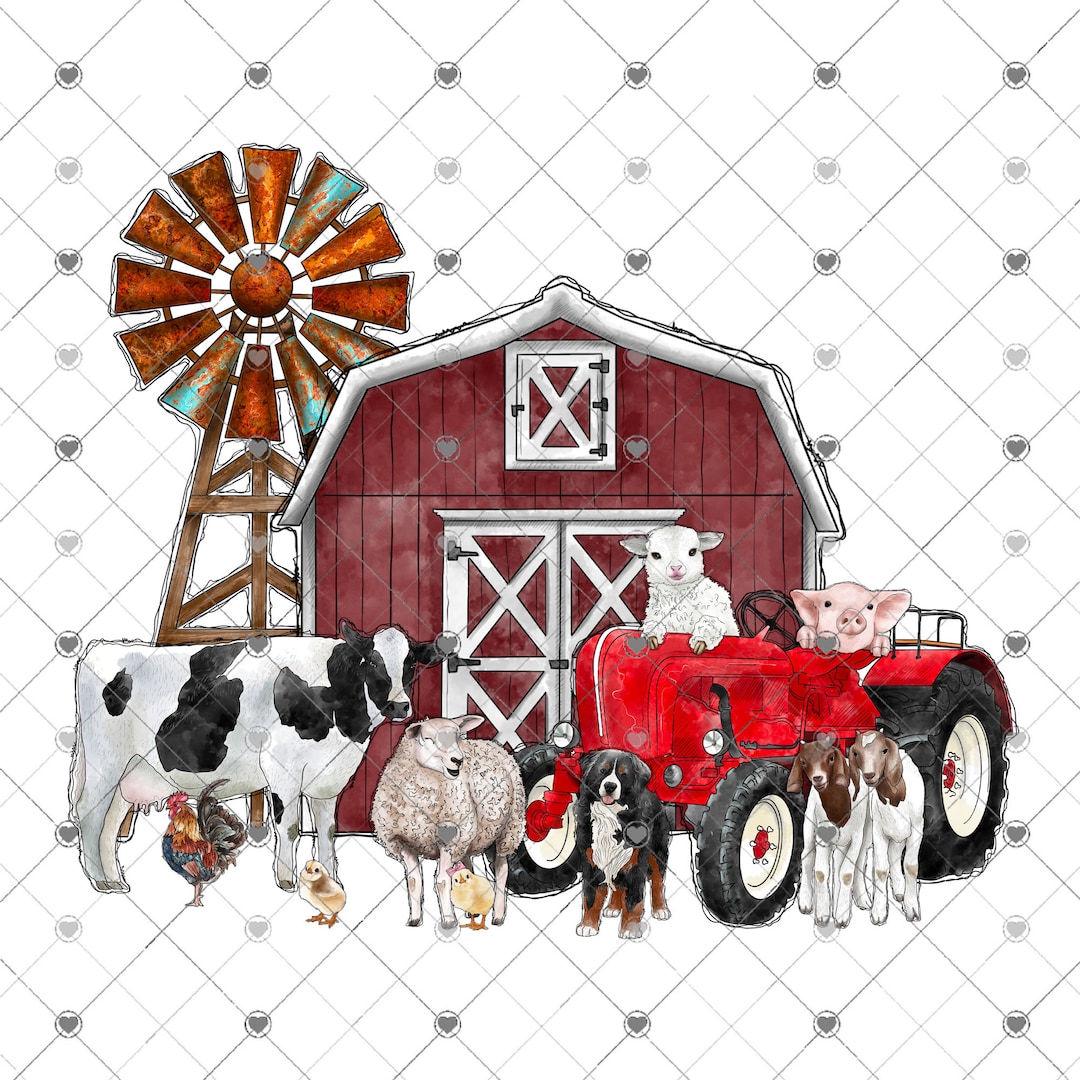Farm Animals Tractor Sublimation Transfer, Pig, Cow, Goat, Chicken ...