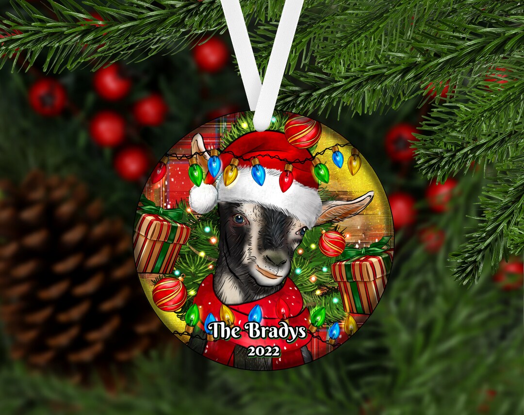 Christmas Alpine Goat Personalized Ornament, 2-dimensional Flat, Custom ...