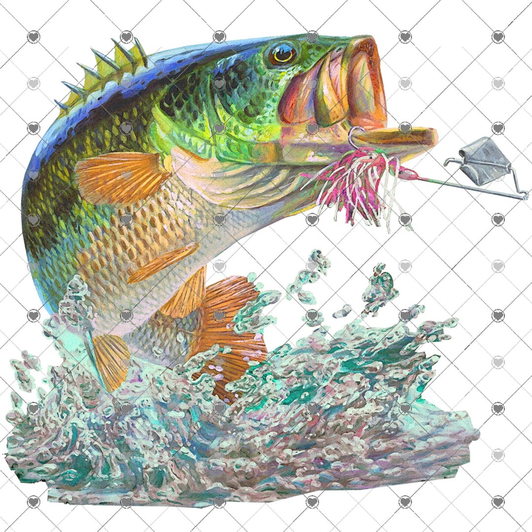 Bass Fish Sublimation Transfer - Ready to Press, Fishing Shirt Transfer ...