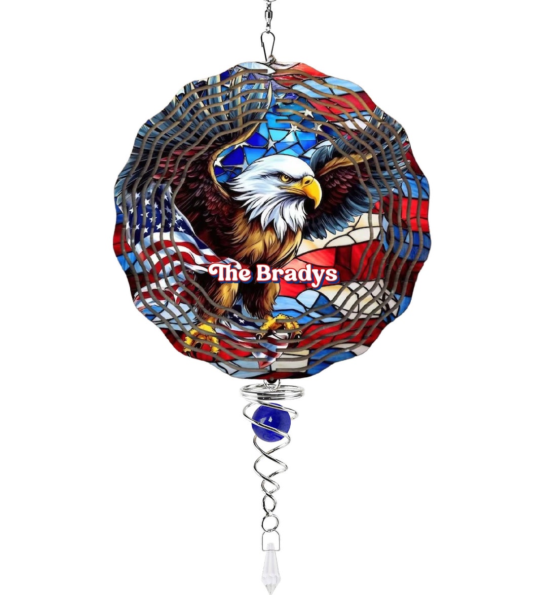 American Flag Eagle Metal Wind Spinner Personalized, Yard Decoration ...