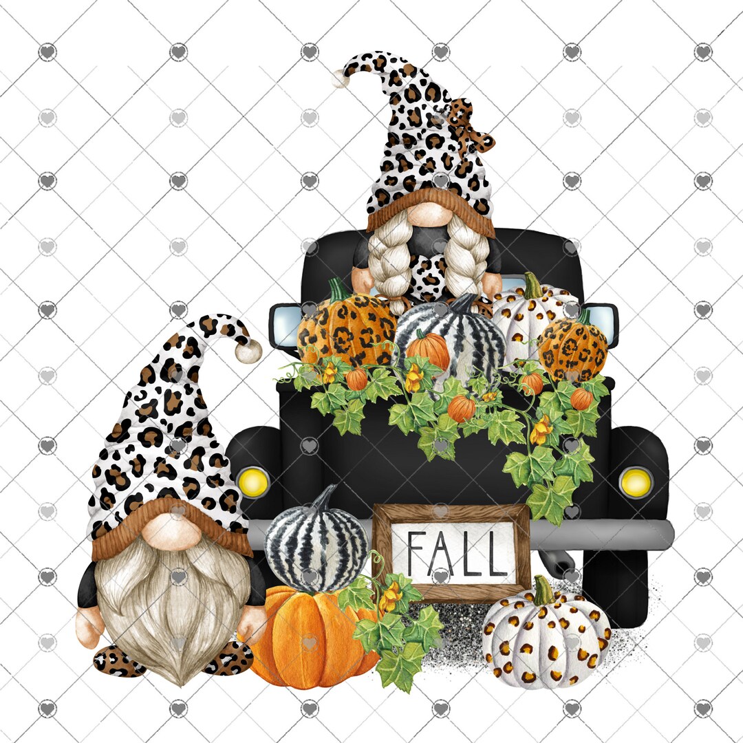 Fall Leopard Gnomes Truck Sublimation Transfer, Ready to Press ...