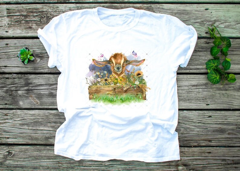 Goat Floral Sublimation Transfer, Goats, Dairy Goat, Goats Sublimation ...
