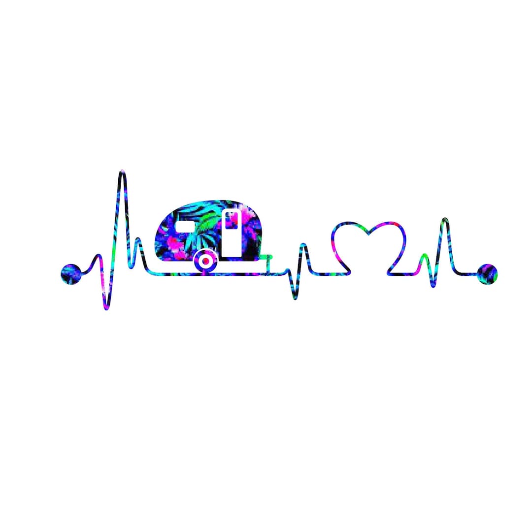 Camper Heartbeat Sticker Decal, Camper Sticker, Outdoors Decal, Camping ...