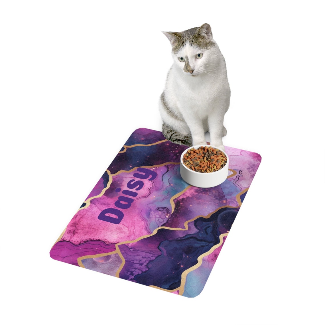 Personalized Marble Pet Mat - 12" X 18" - Non-slip Rubber Printed in ...