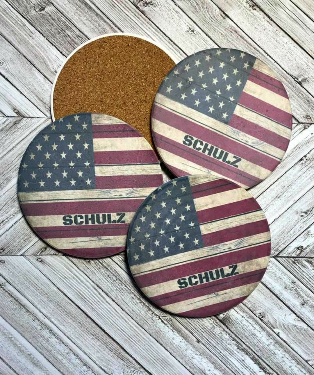 Distressed American Flag Personalized Coasters, Veteran Gift, Military ...