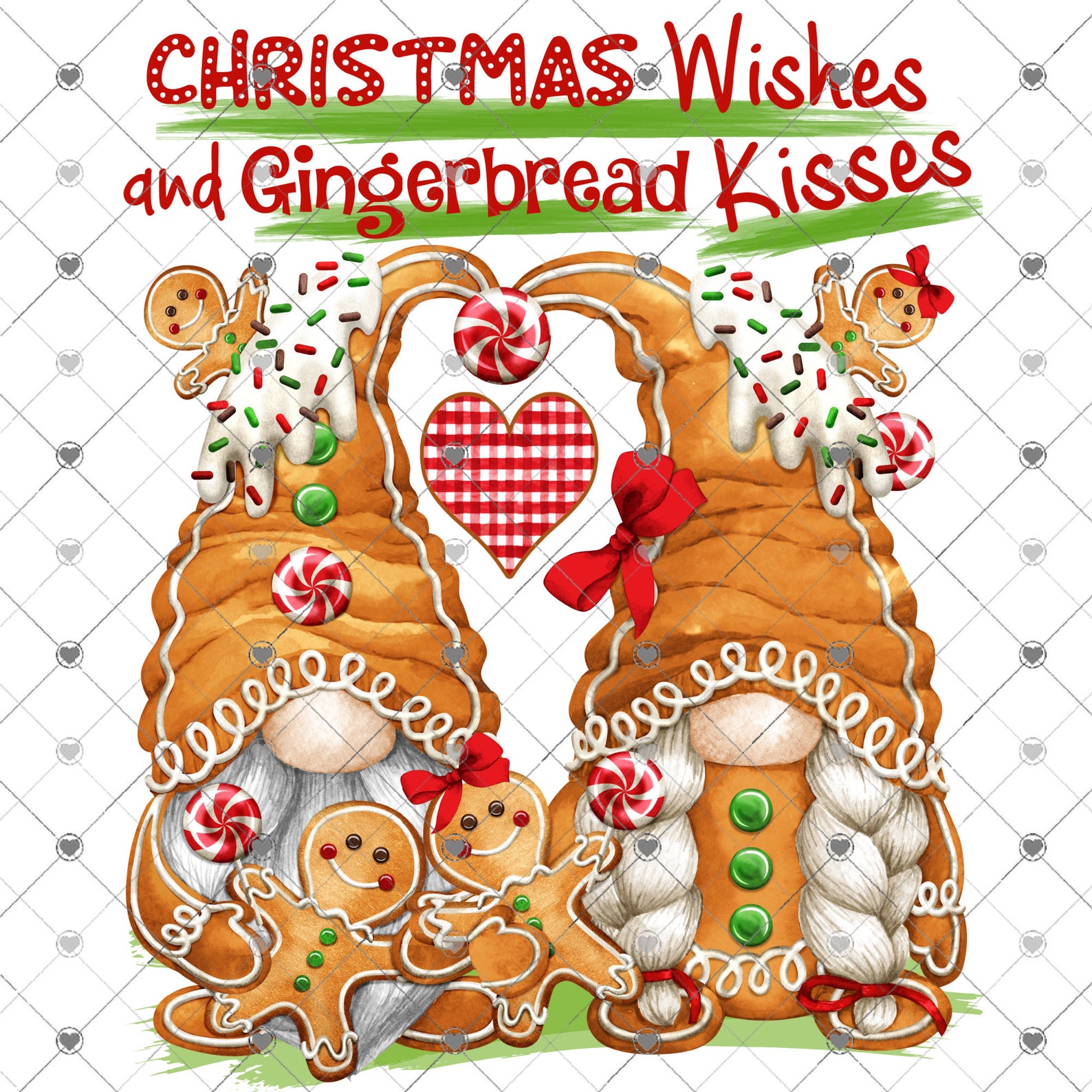 Christmas Wishes and Gingerbread Kisses Gnome Sublimation Transfer ...