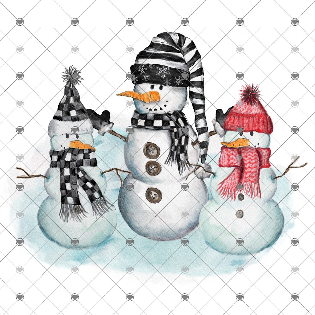Snowman Sublimation Transfer, Snowmen Printed Sub Transfer, Hand Drawn ...