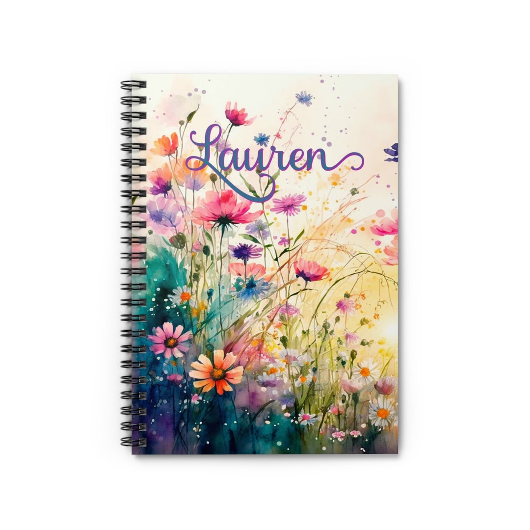 Personalized Summer Flowers Spiral Notebook - Floral Journal - Colorful ...