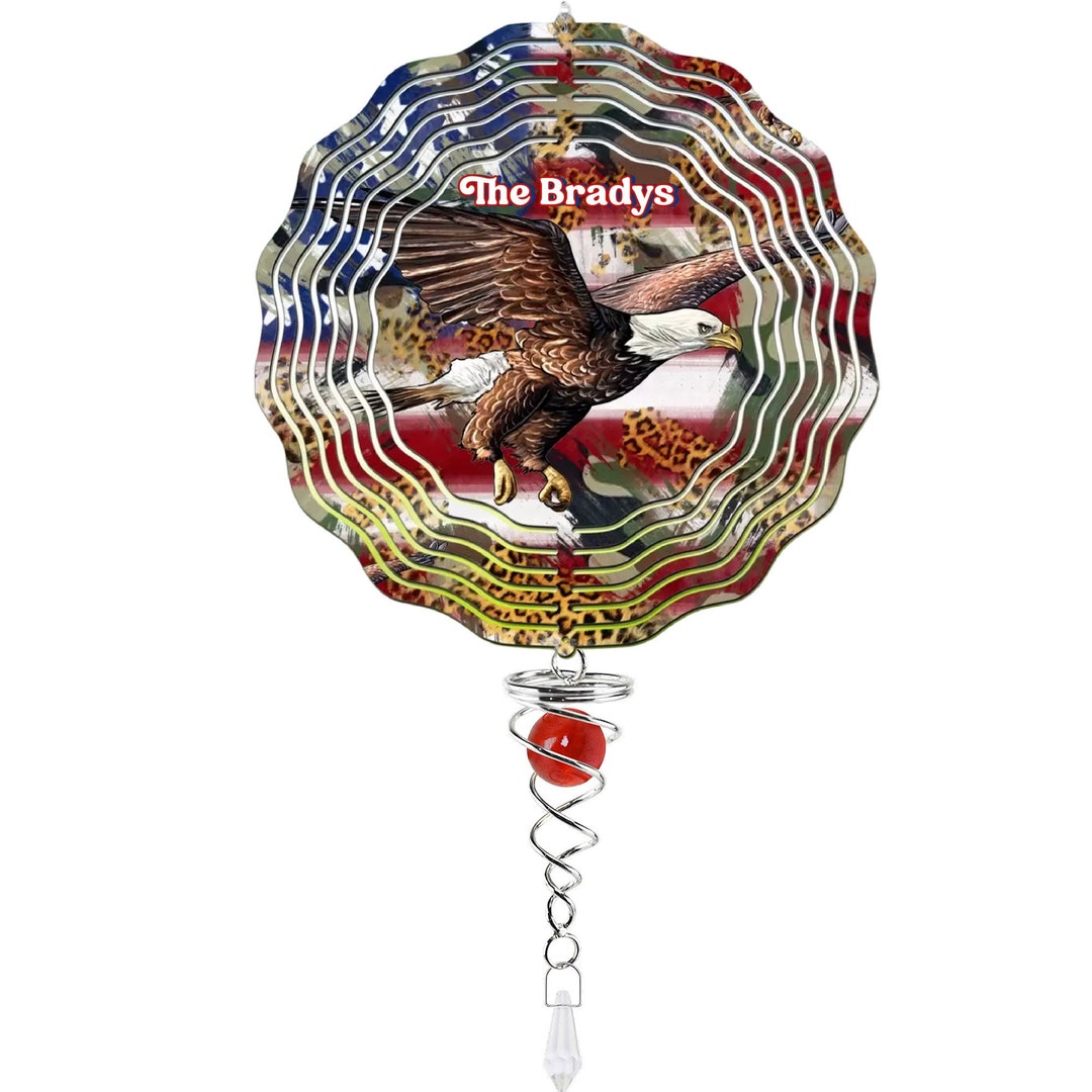 American Flag Eagle Metal Wind Spinner Personalized, Yard Decoration ...