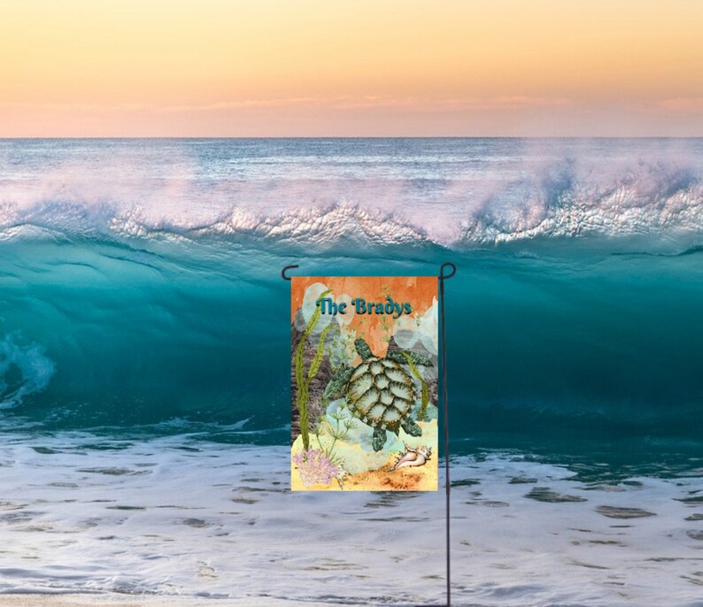 Sea Turtle Garden Flag, Personalized, Garden Flag, Name Garden Flag ...