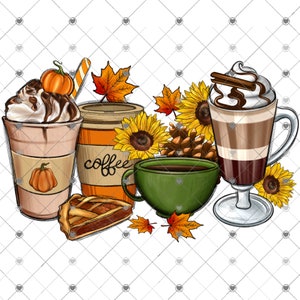 Fall Coffee Drink Sublimation Transfer, Ready to Press, Autumn ...