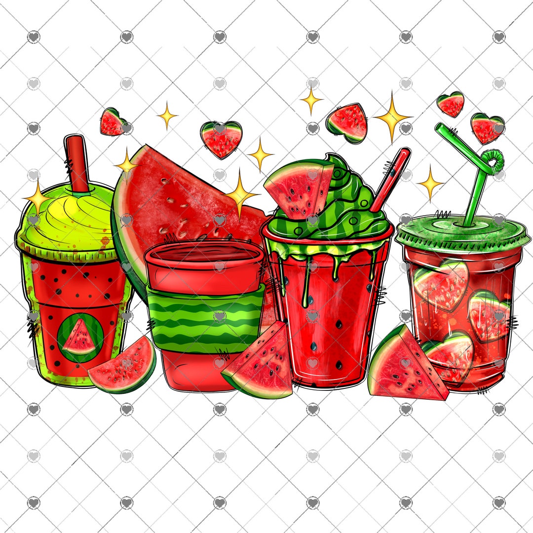 Watermelon Coffee Drink Sublimation Transfer, Ready to Press, Sweet ...