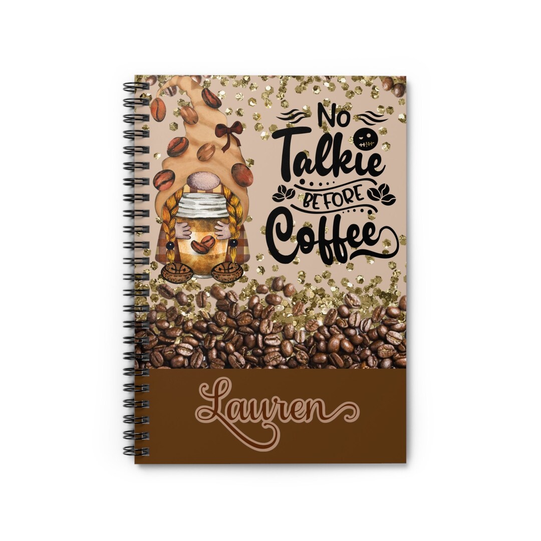 Personalized Coffee Gnome Spiral Notebook - Coffee Lover Gnomes Journal ...
