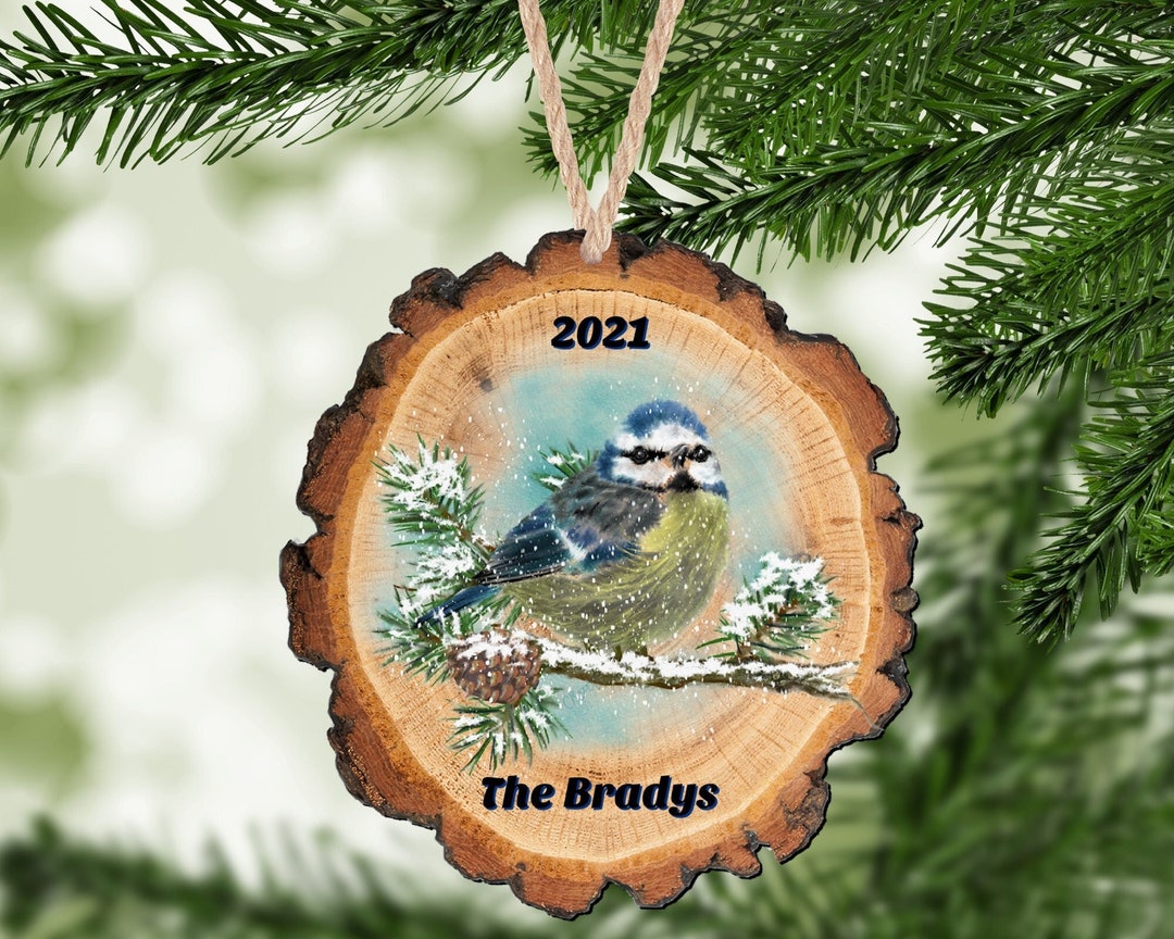 Blue Bird Christmas Ornament, Wood Slice, Bird Ornament, Custom Gift ...