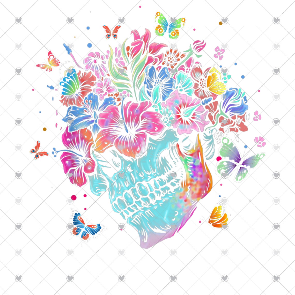 Skull Lover Sublimation Transfer Floral Butterfly Skull | Etsy