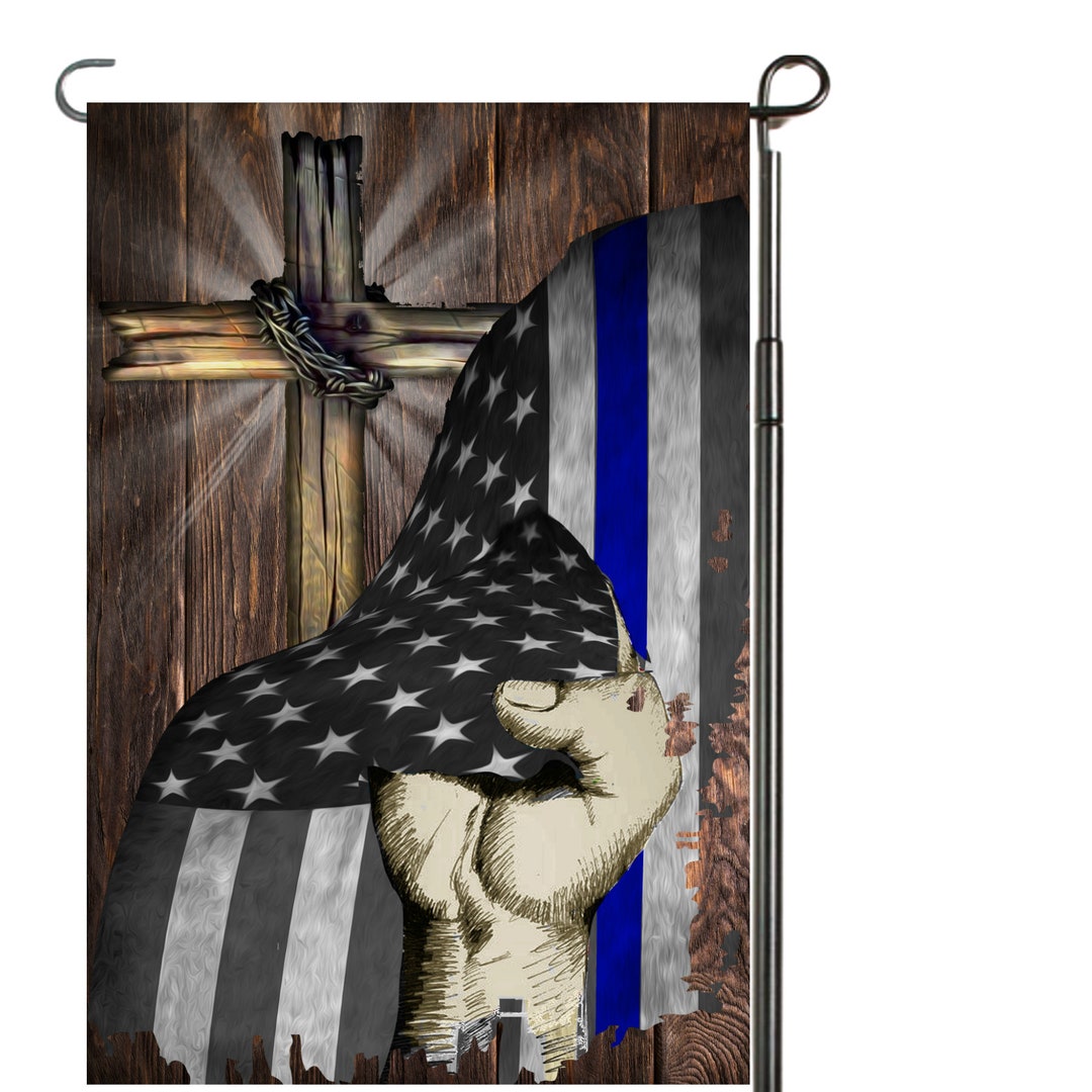 Thin Blue Line Cross Garden Flag, Cross Garden Flag, Police Garden Flag ...