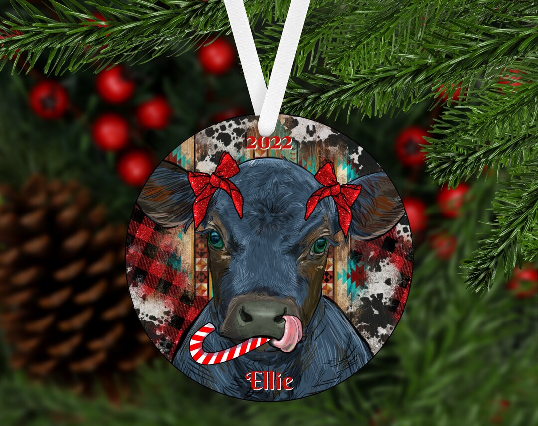 Christmas Black Angus Calf Personalized Ornament, Black Angus Ornament ...