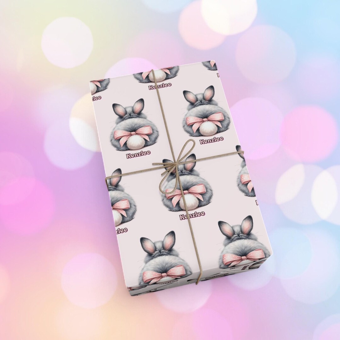 Bunny Rabbit Personalized Easter Wrapping Paper Roll With Name, Custom ...